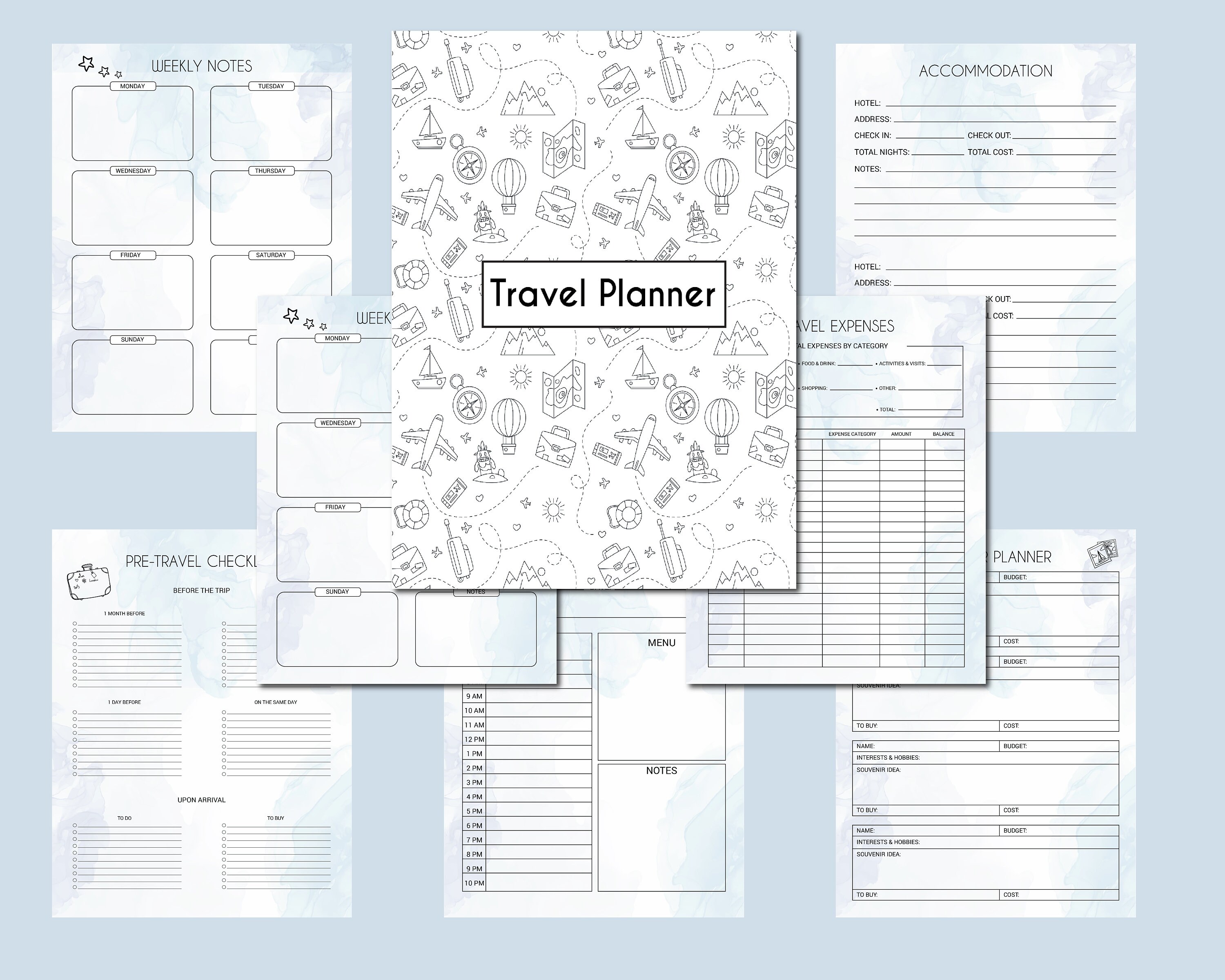 Digital Travel Planner Vacation Trip Itinerary Planner Travel Organizer ...