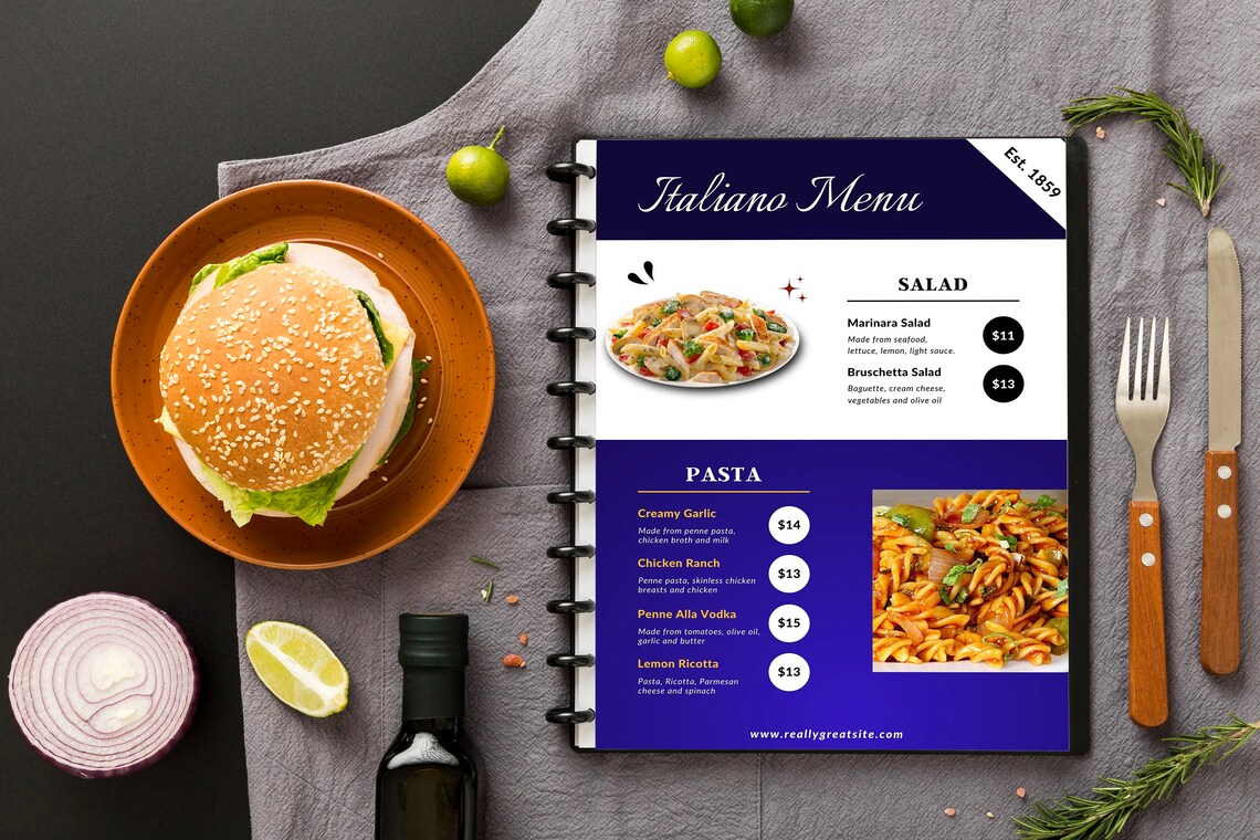 Food Menu Templates, Printable Restaurant Menu Template, DIY Bar Menu ...