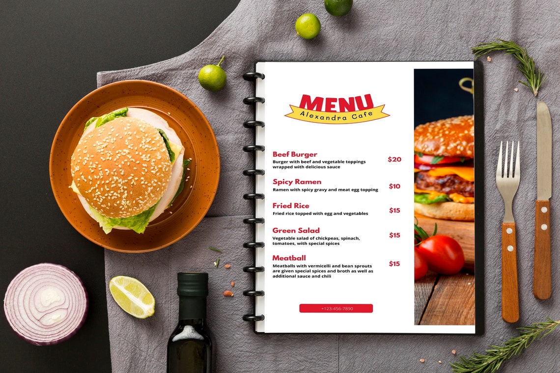 Printable Restaurant Menu Template food Menu Template Cafe - Etsy