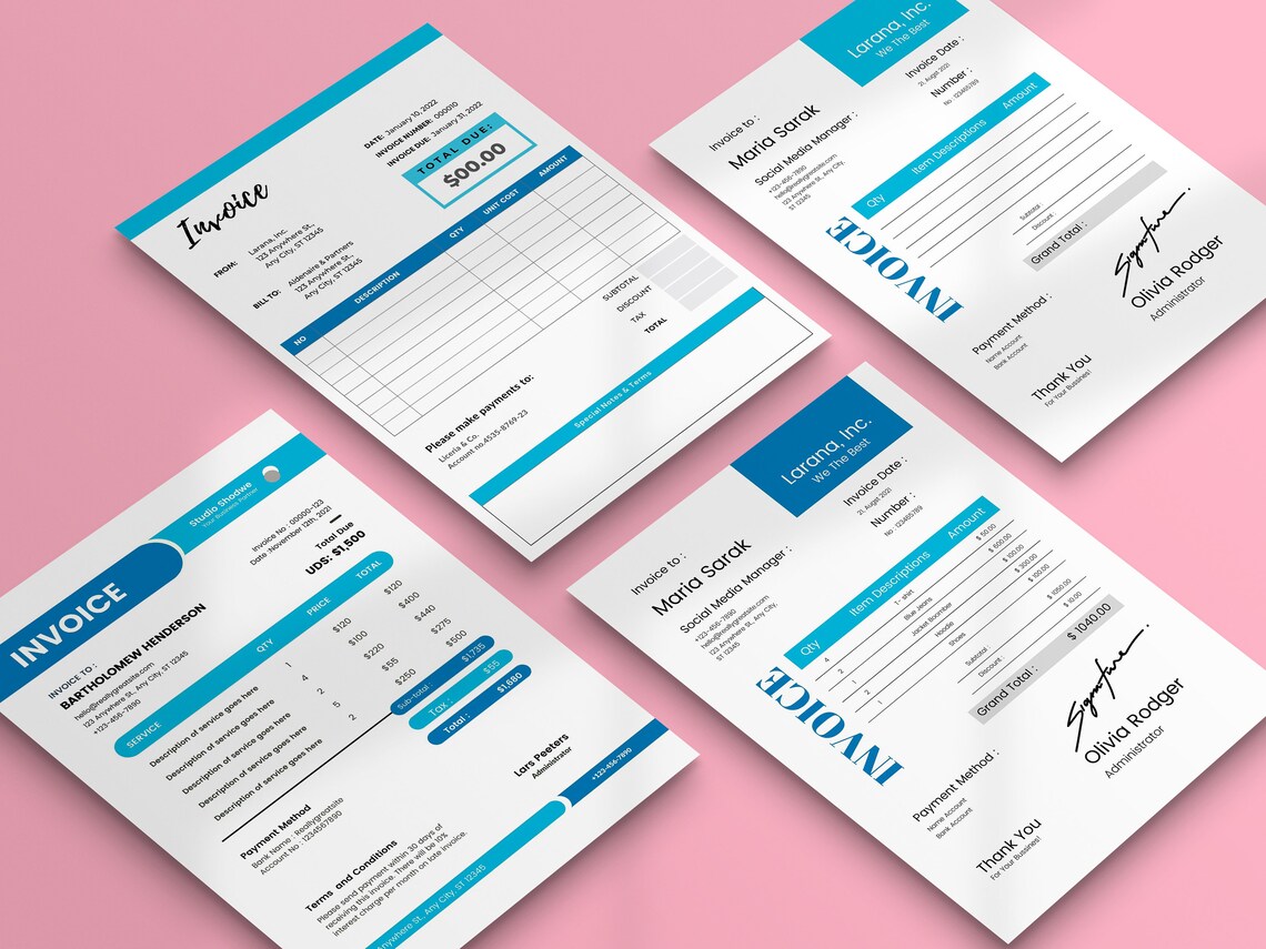 Invoice Template Editable Billing Form canva Template custom Invoice ...