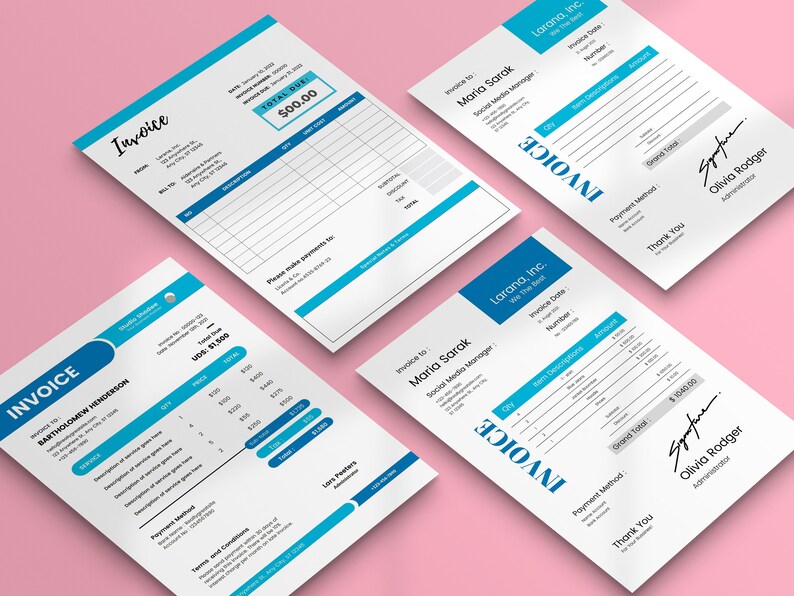 Invoice Template | Editable Billing Form |canva Template |custom ...