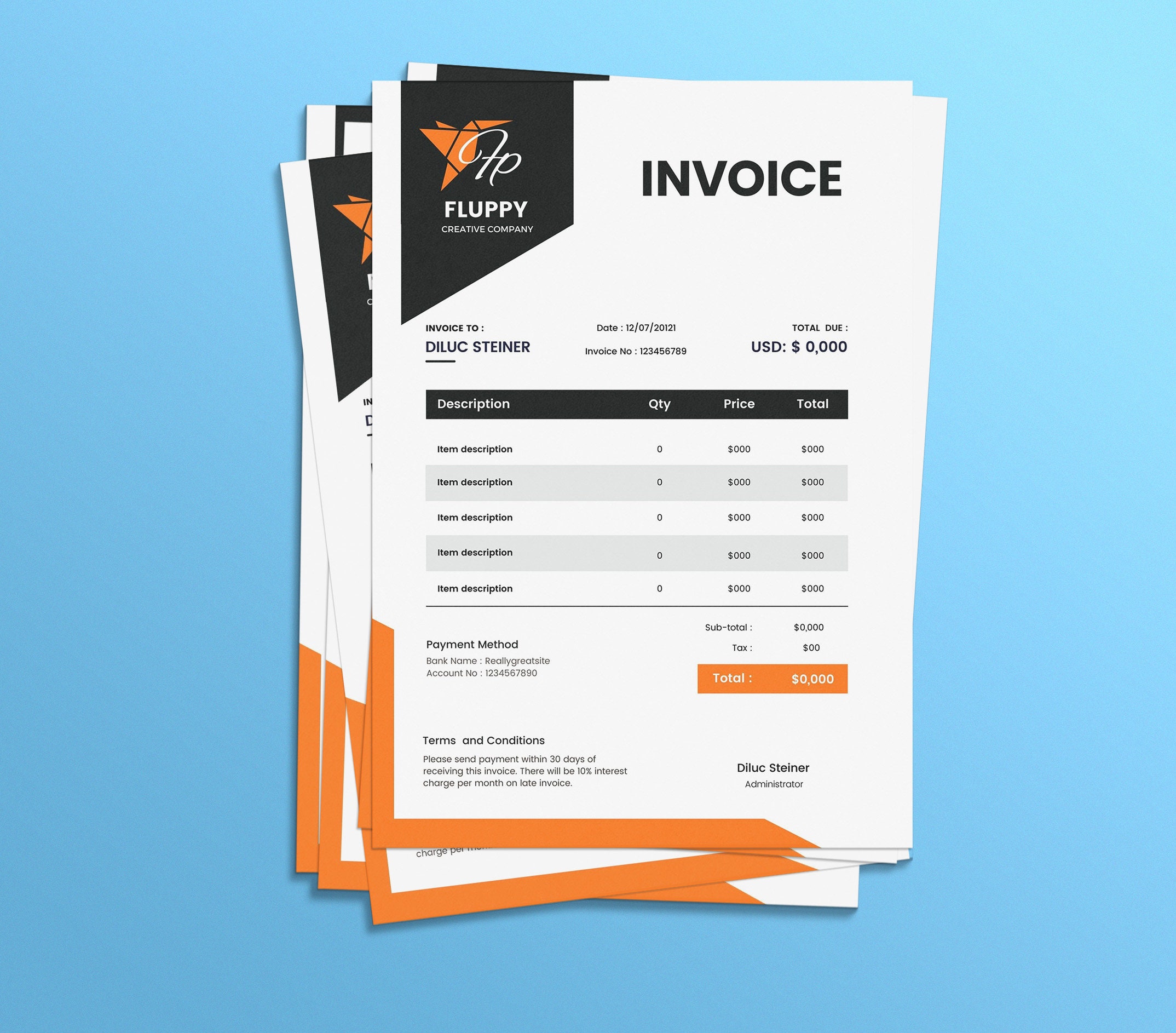 Custom Invoice Template, Order Form Invoice, Digital Invoice, Receipt ...