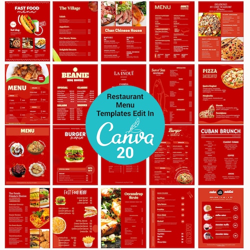 Minimal Restaurant Menu Canva Template Editable Restaurant - Etsy