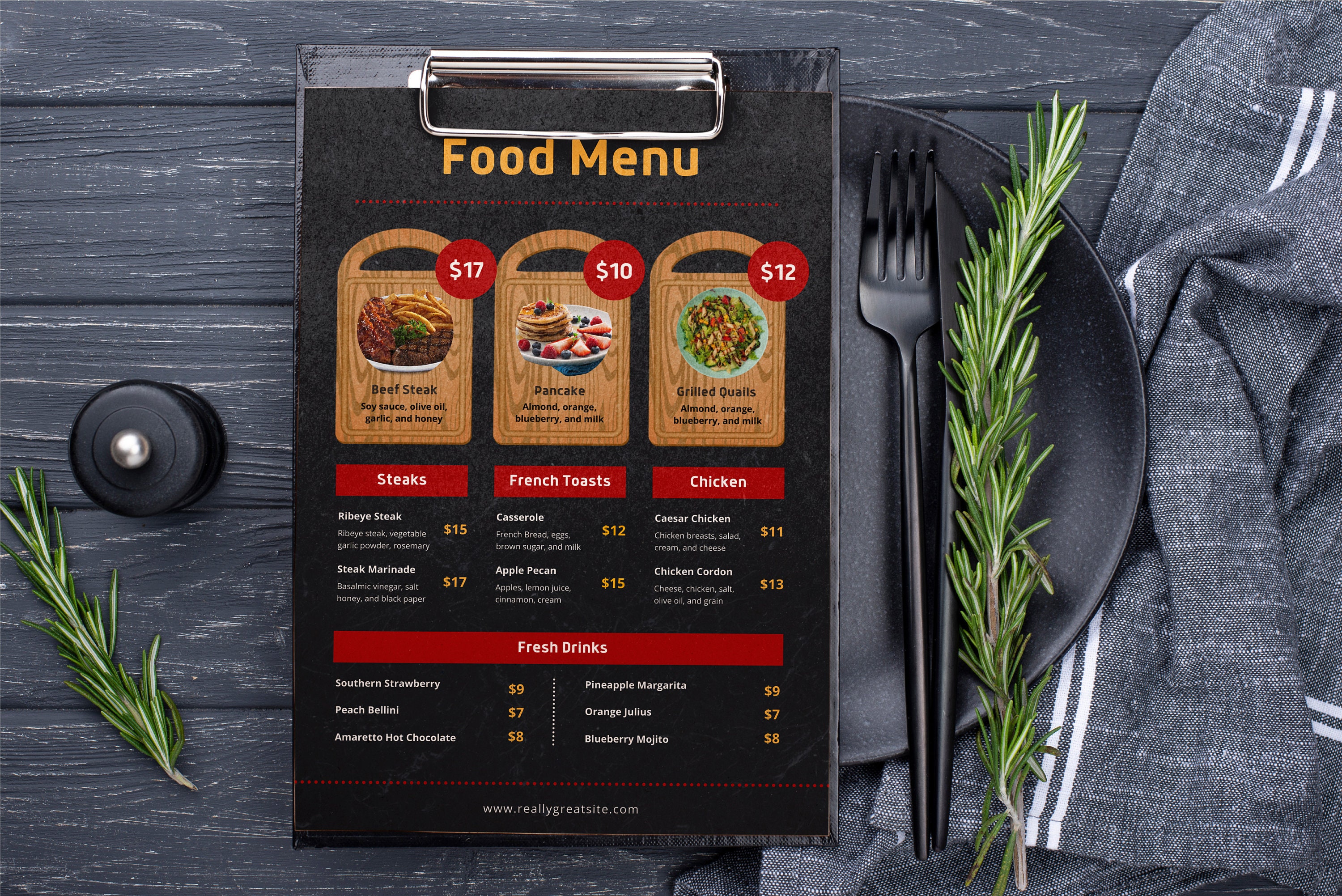 Editable Restaurant Food Menu - Elegant Restaurant Menu - Simple Menu ...