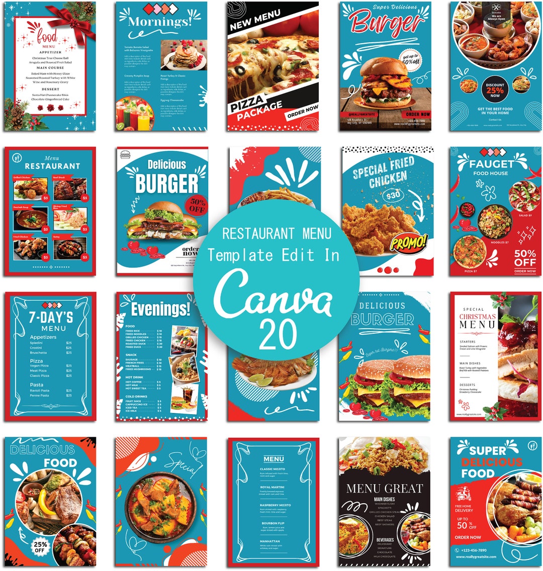 Food Menu Template,restaurant Menu, Canva Editable Menu, Digital ...