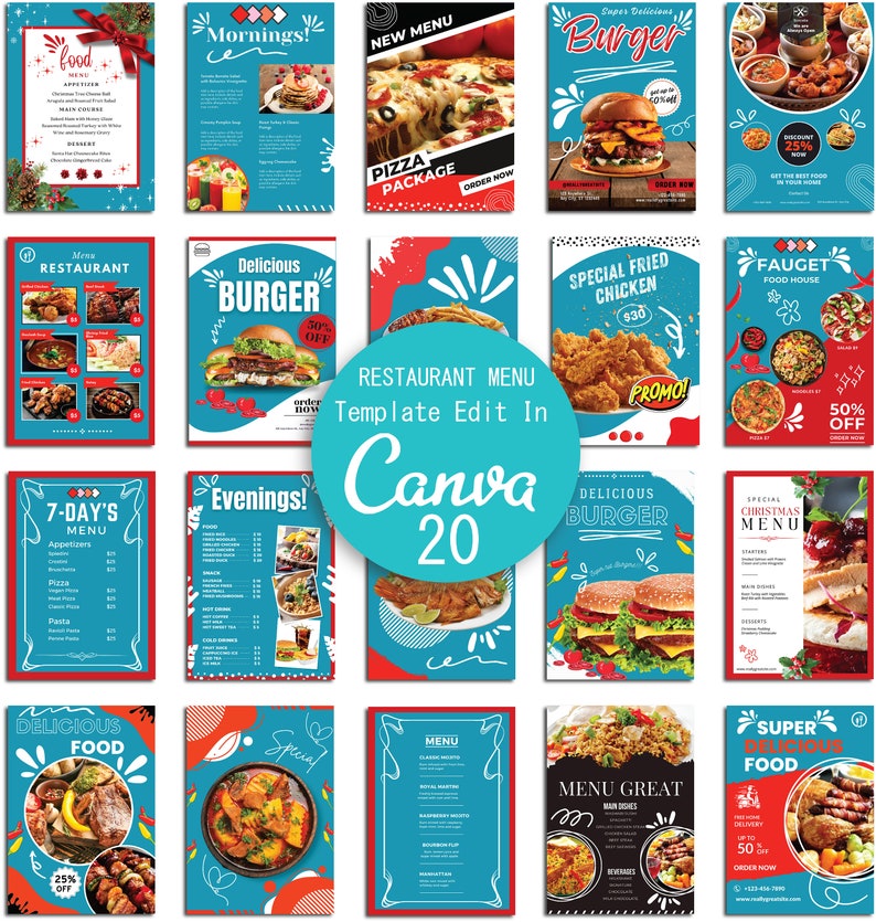 Food Menu Template,restaurant Menu, Canva Editable Menu, Digital ...