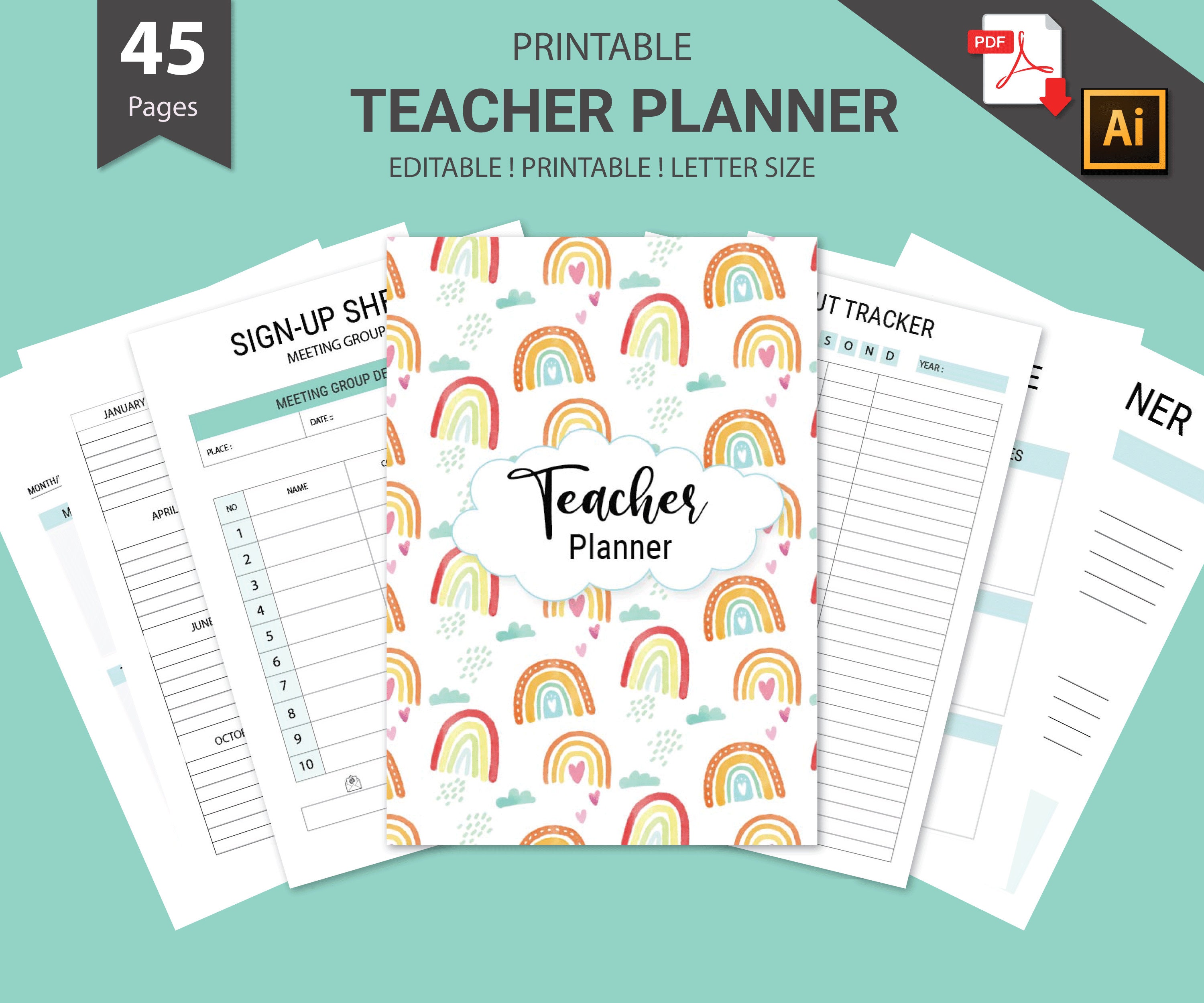 Teacher Planner Printable,lesson Planner,teacher Journal,academic ...