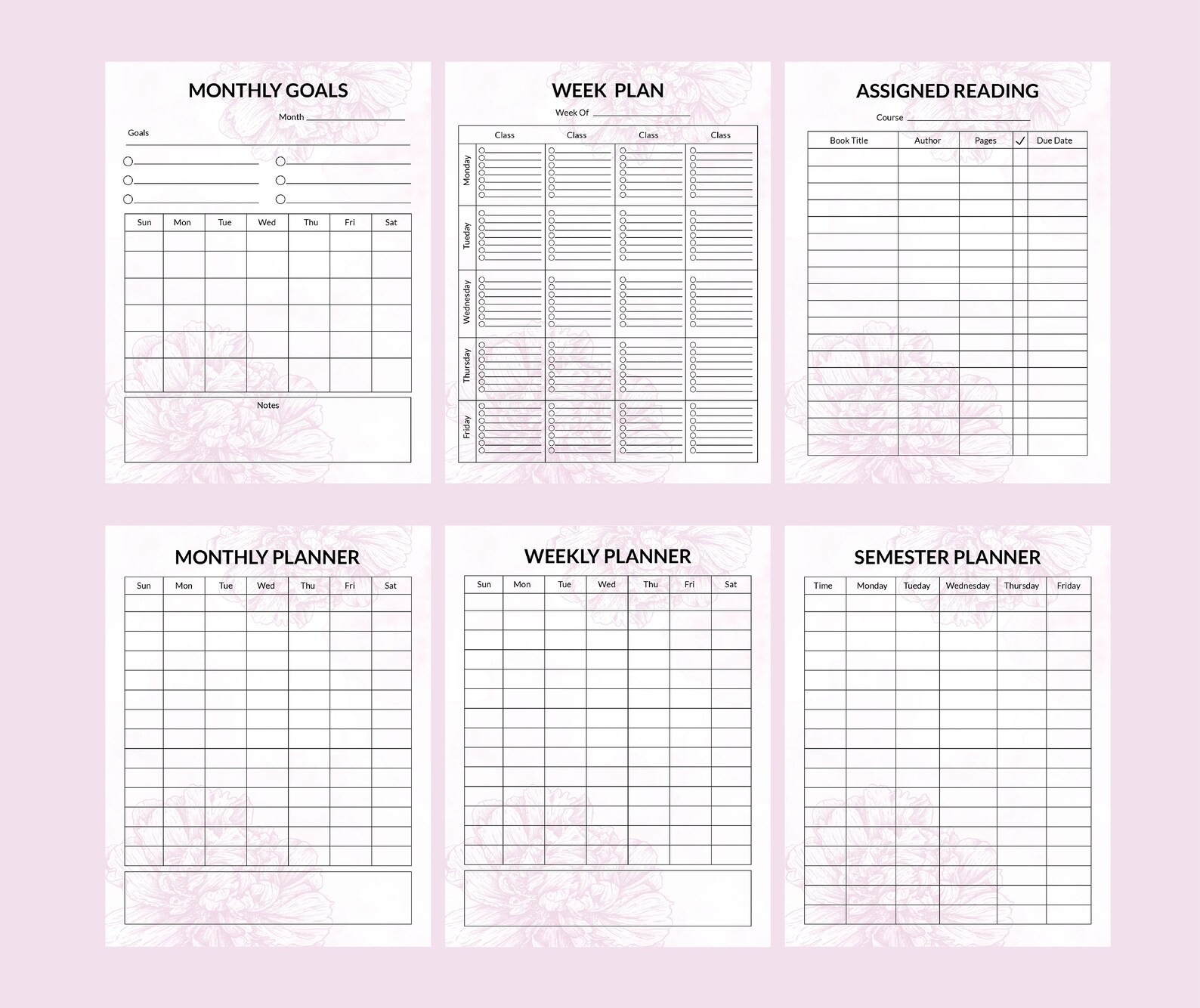 Editable Student Planner, Study Planner Printable, Academic Planner ...