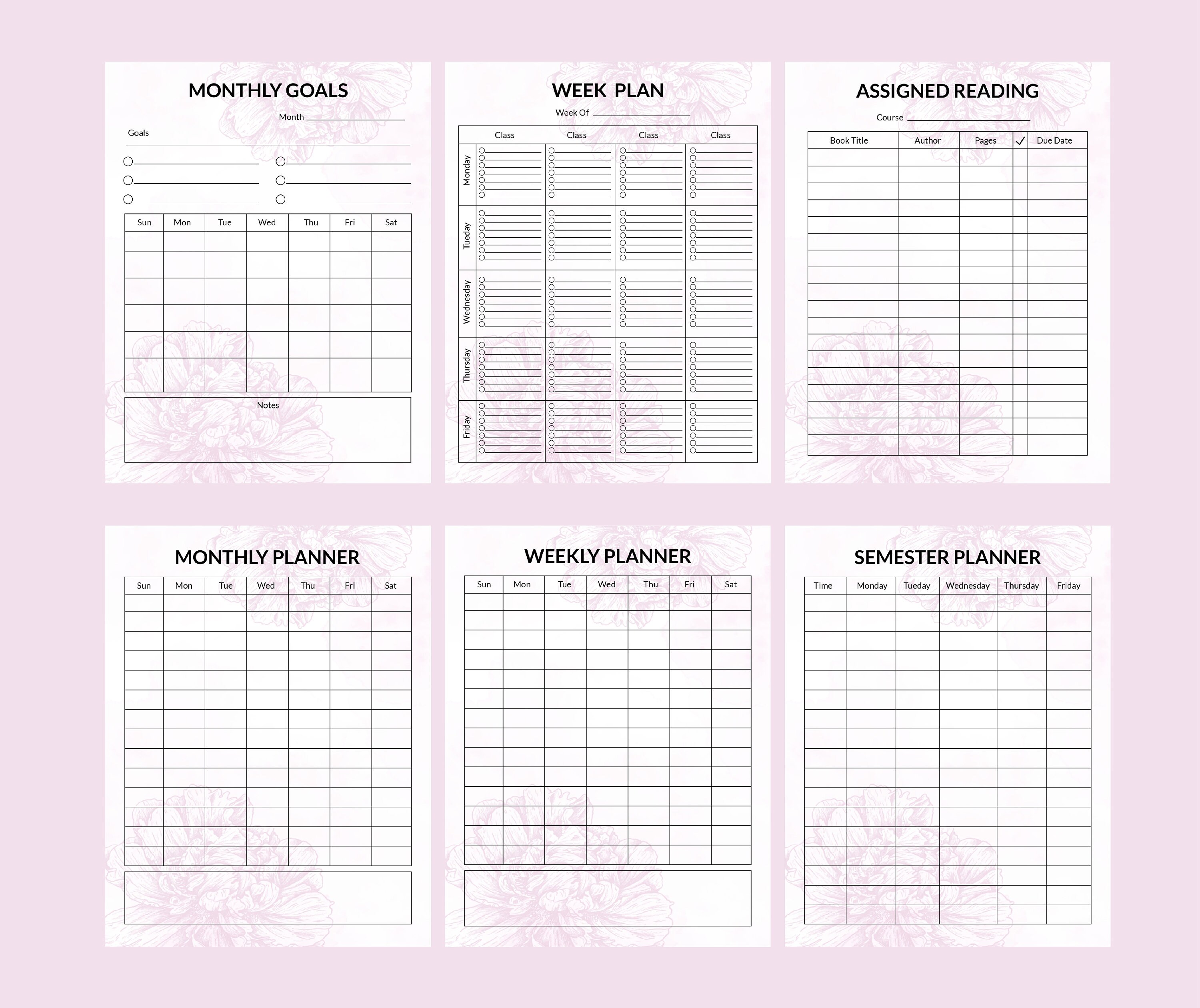 Editable Student Planner, Study Planner Printable, Academic Planner ...