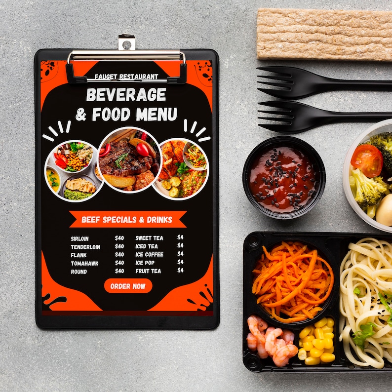 Canva Editable Menu, Digital Restaurant Menu Flyer Template,food Menu ...