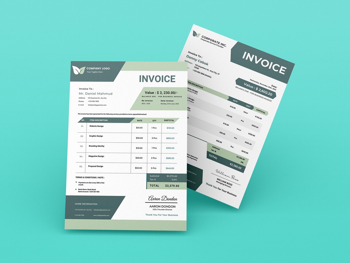 Custom Invoice Template, Printable Invoice, Invoice Form, Canva Invoice ...