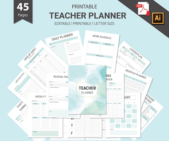 Editable Teacher Planner Printable Teacher Plannergifts for - Etsy