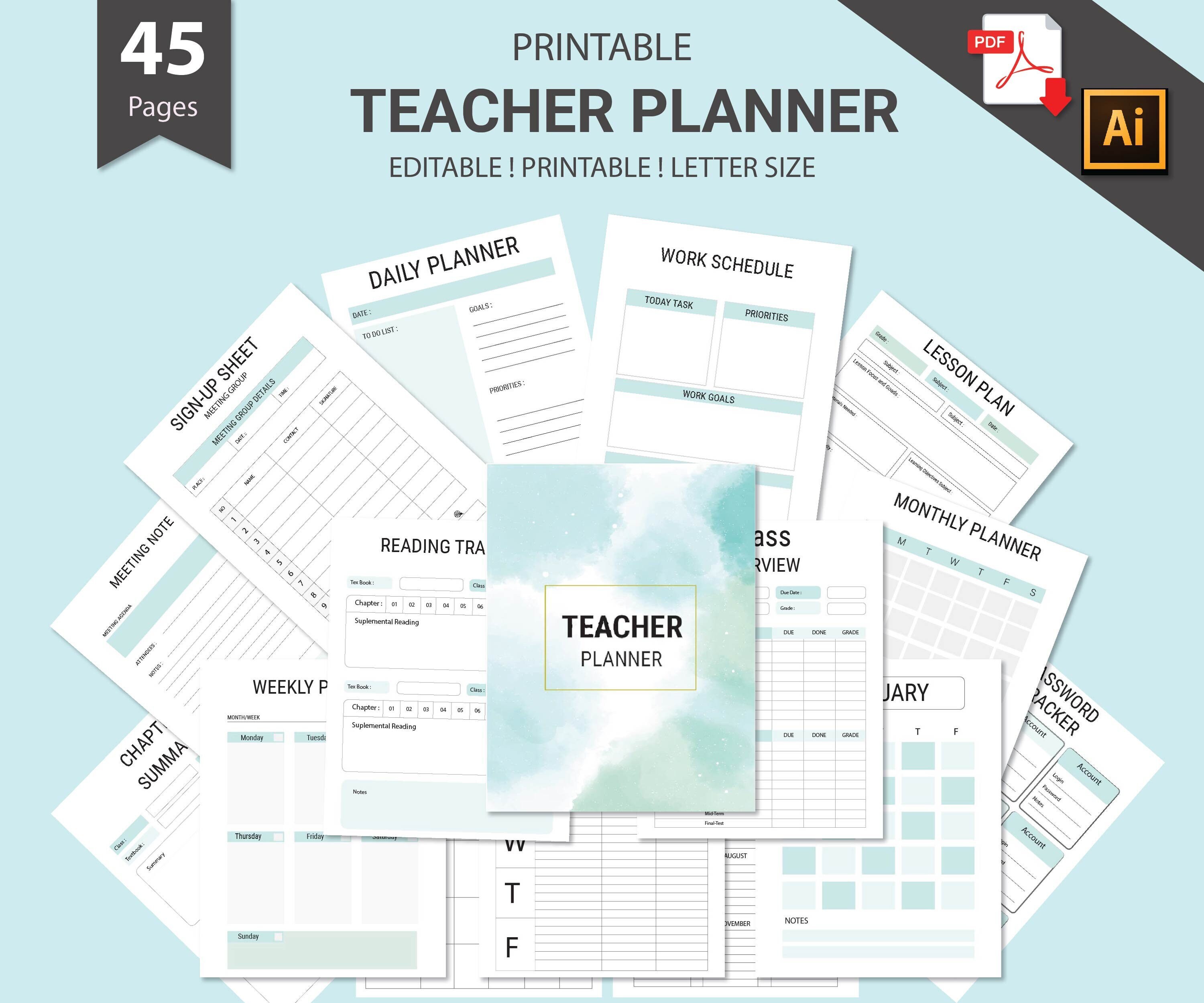 Editable Teacher Planner, Printable Teacher Planner,gifts for Teacher ...