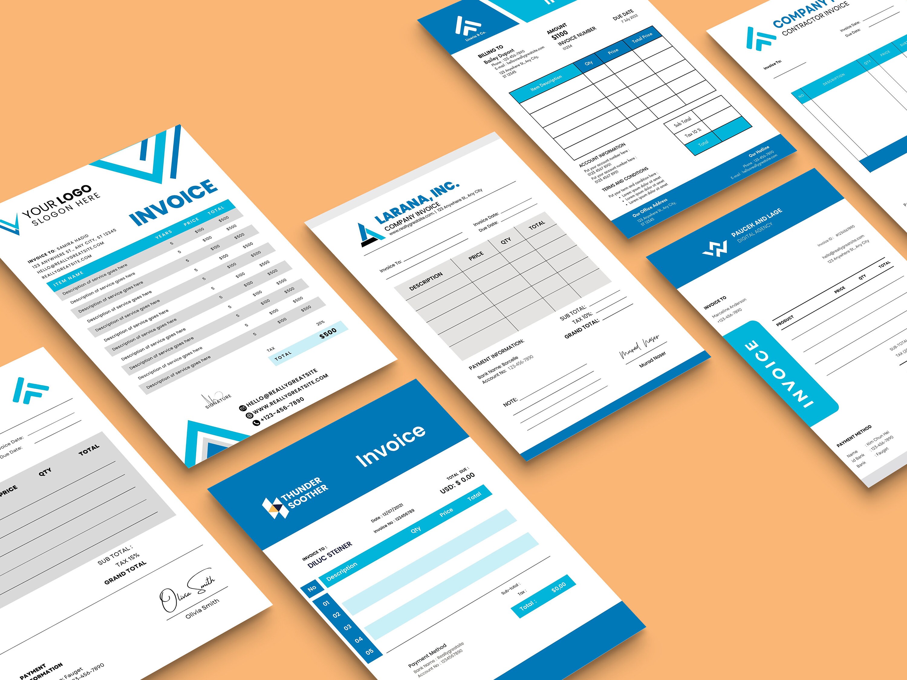 Invoice Template | Editable Billing Form |canva Template |custom ...
