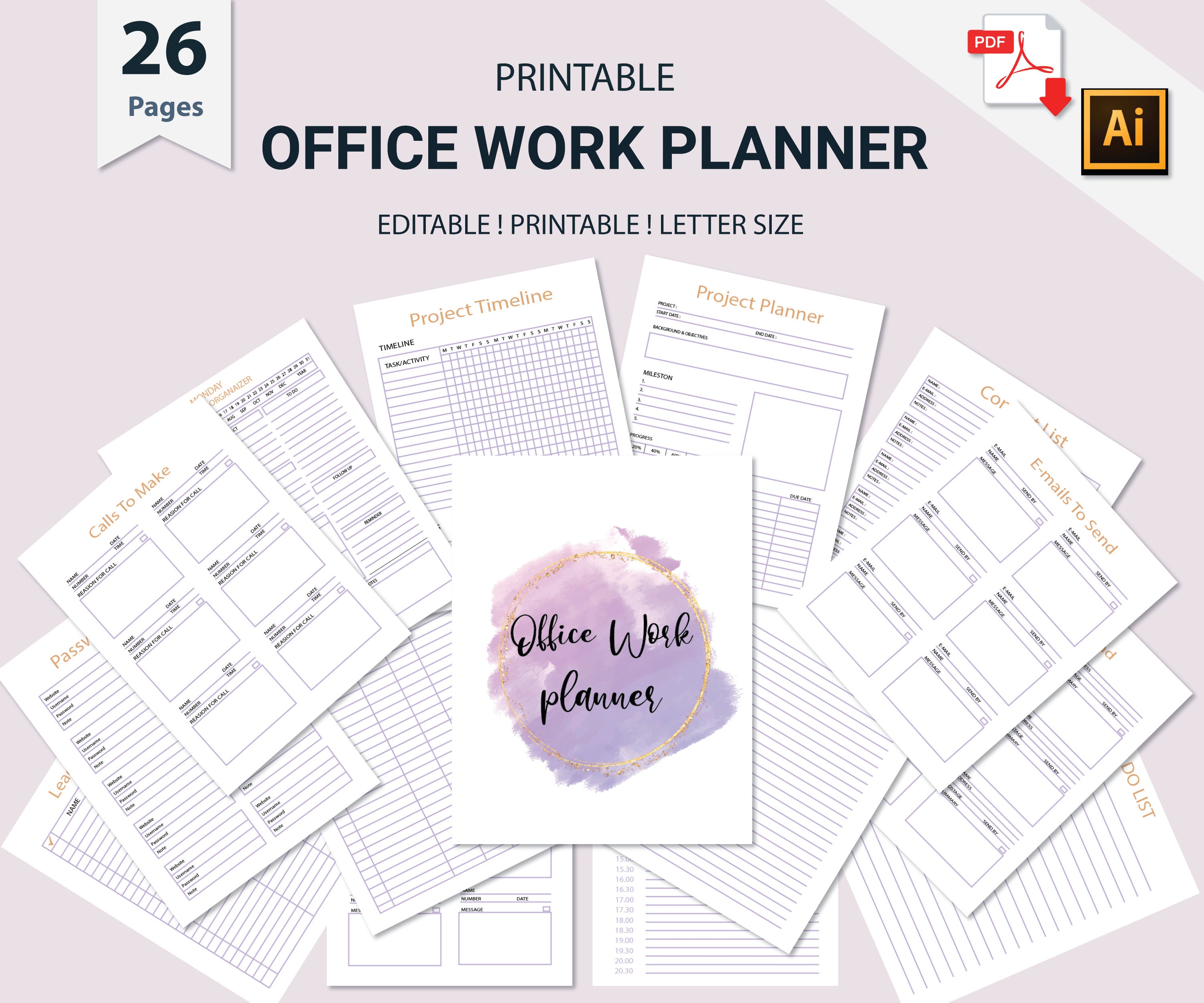 Office Organizer Work Planner Printable Office Task - Etsy