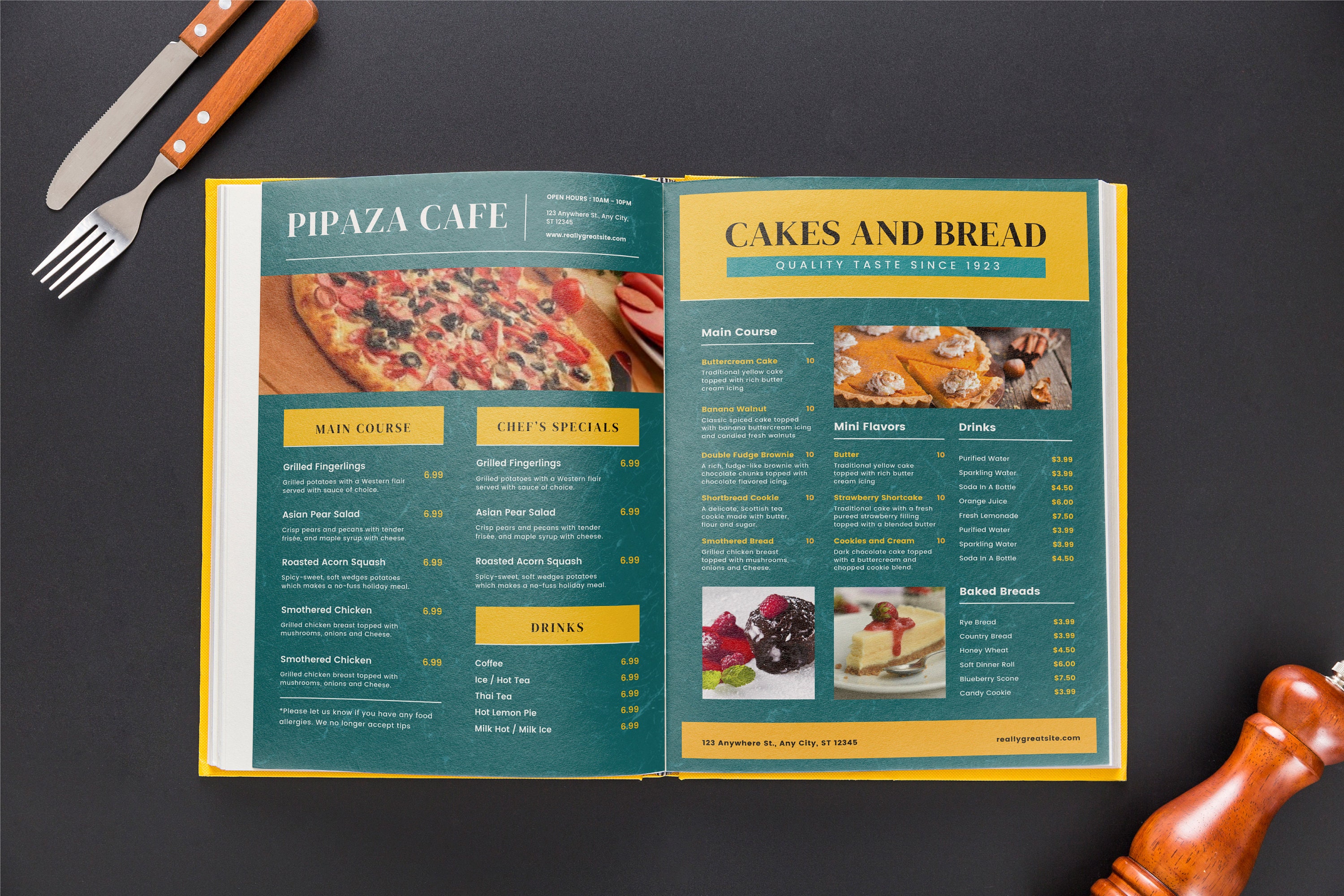 Restaurant Menu Print Template - Simple Food & Drink Menu Template ...