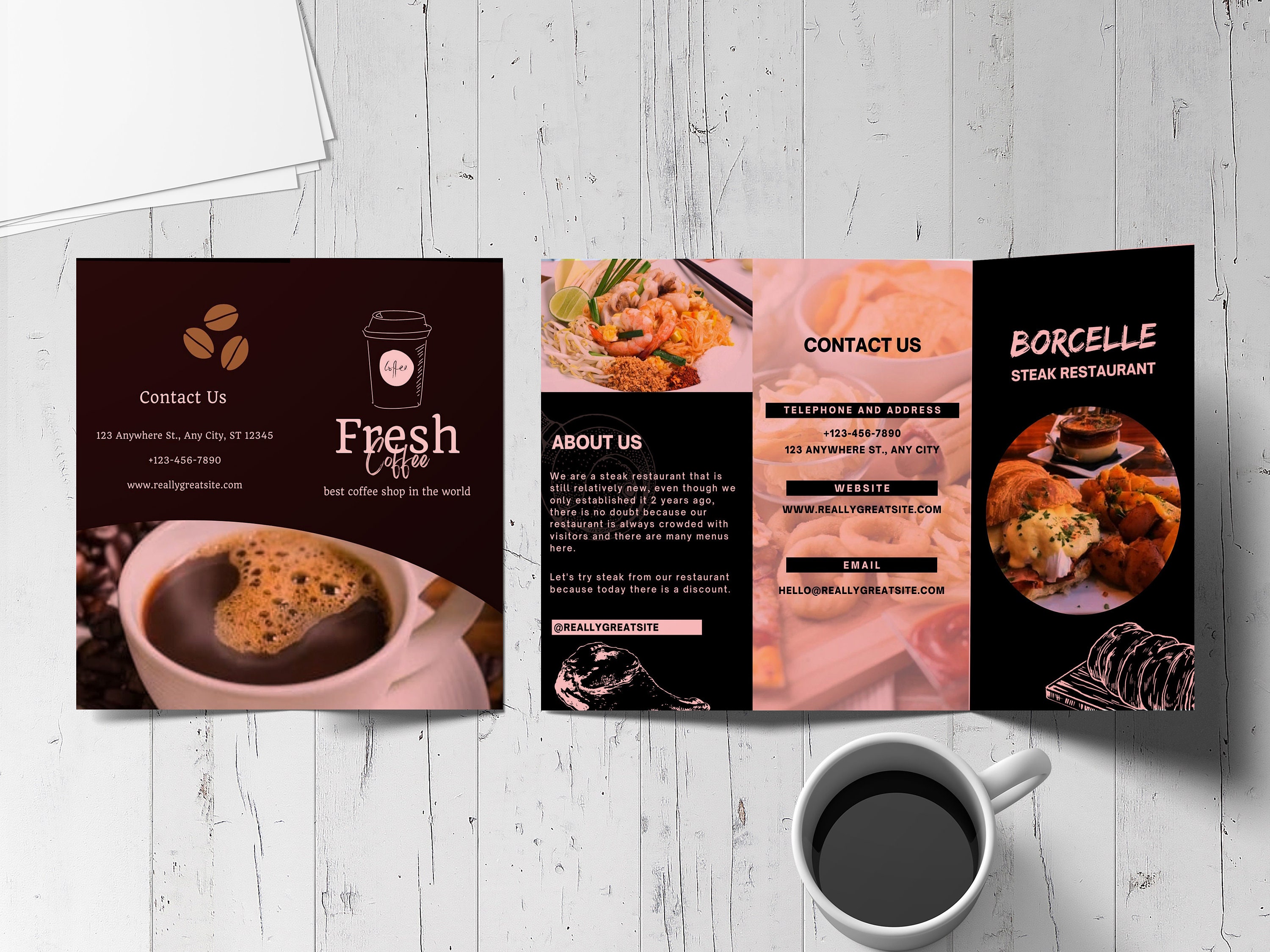 Trifold Brochure Template for Restaurant, Trifold Brochure Template ...
