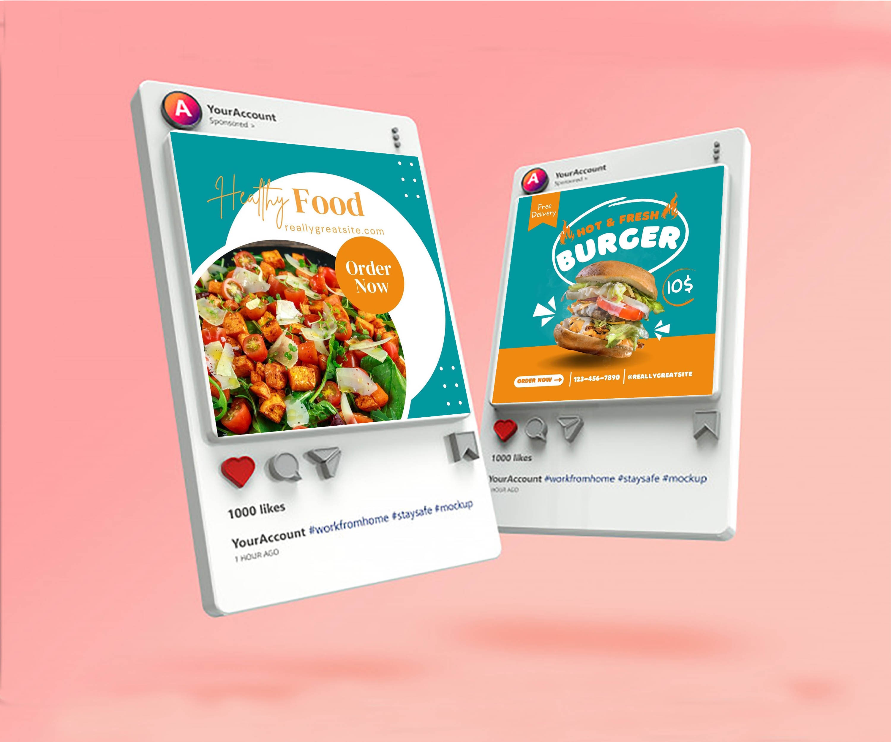 Food Instagram |foodie Blogger Canva Template| Social Media Marketing ...