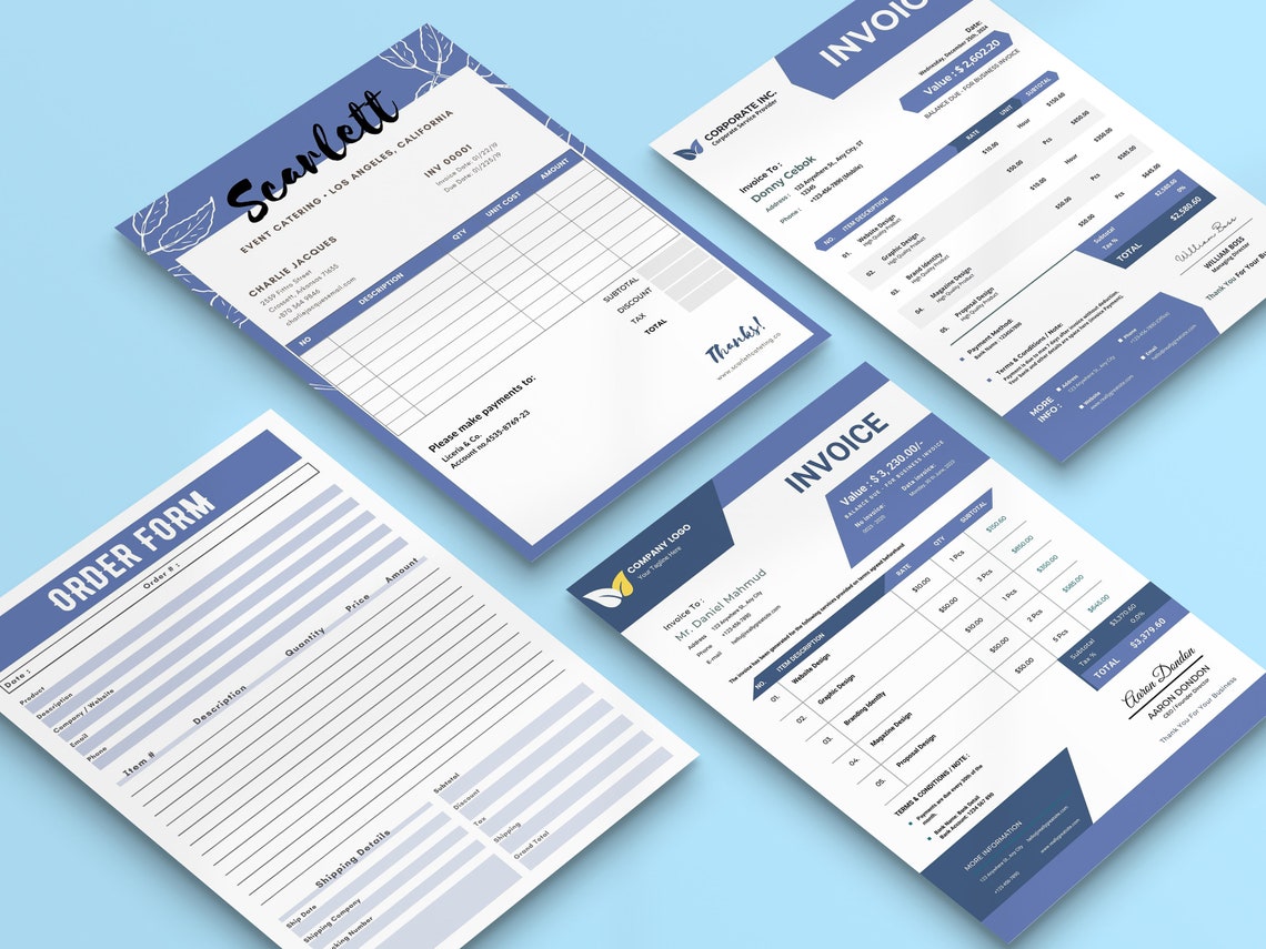 Invoice Editable Template,printable Invoice,order Form Invoice, Invoice ...