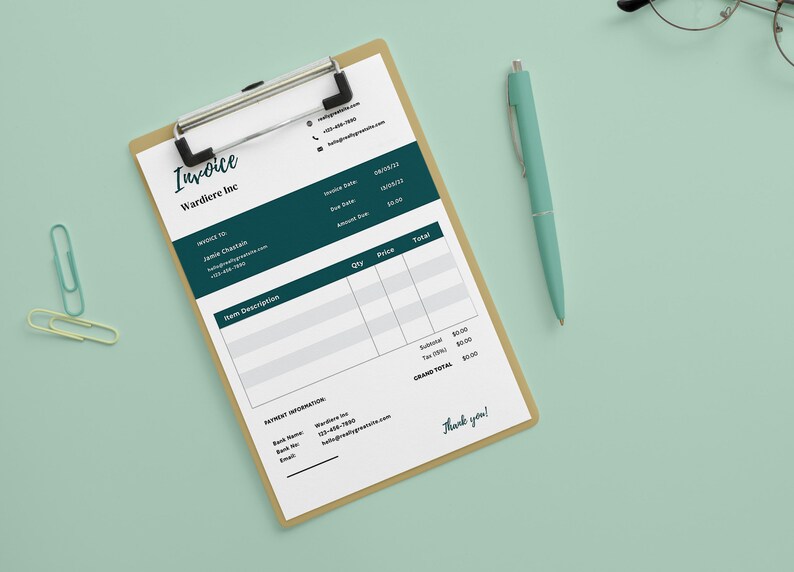 Modern Invoice Template | Editable Invoice | Printable Invoice | Receipt | Digital Invoice ...