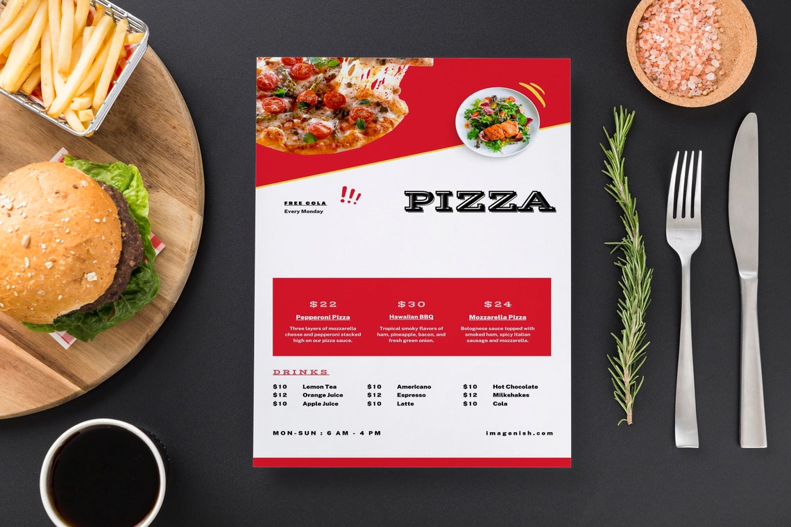 Printable Restaurant Menu Template food Menu Template Cafe - Etsy
