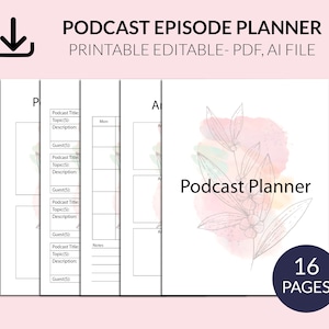Printable Podcast Planner,editable Podcast Checklist,interview Planner ...