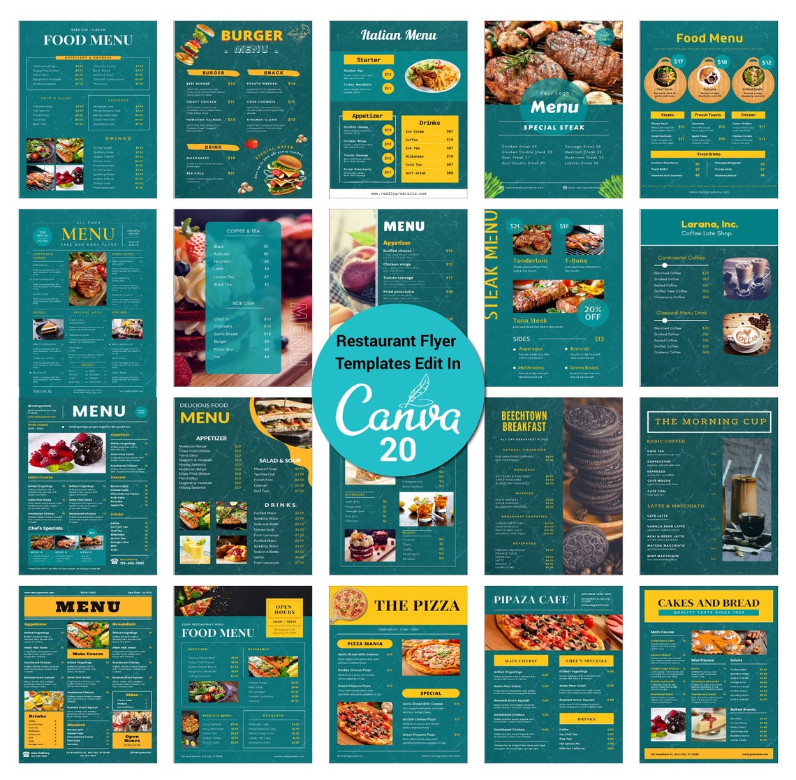 Restaurant Menu Print Template Simple Food & Drink Menu Template Canva ...