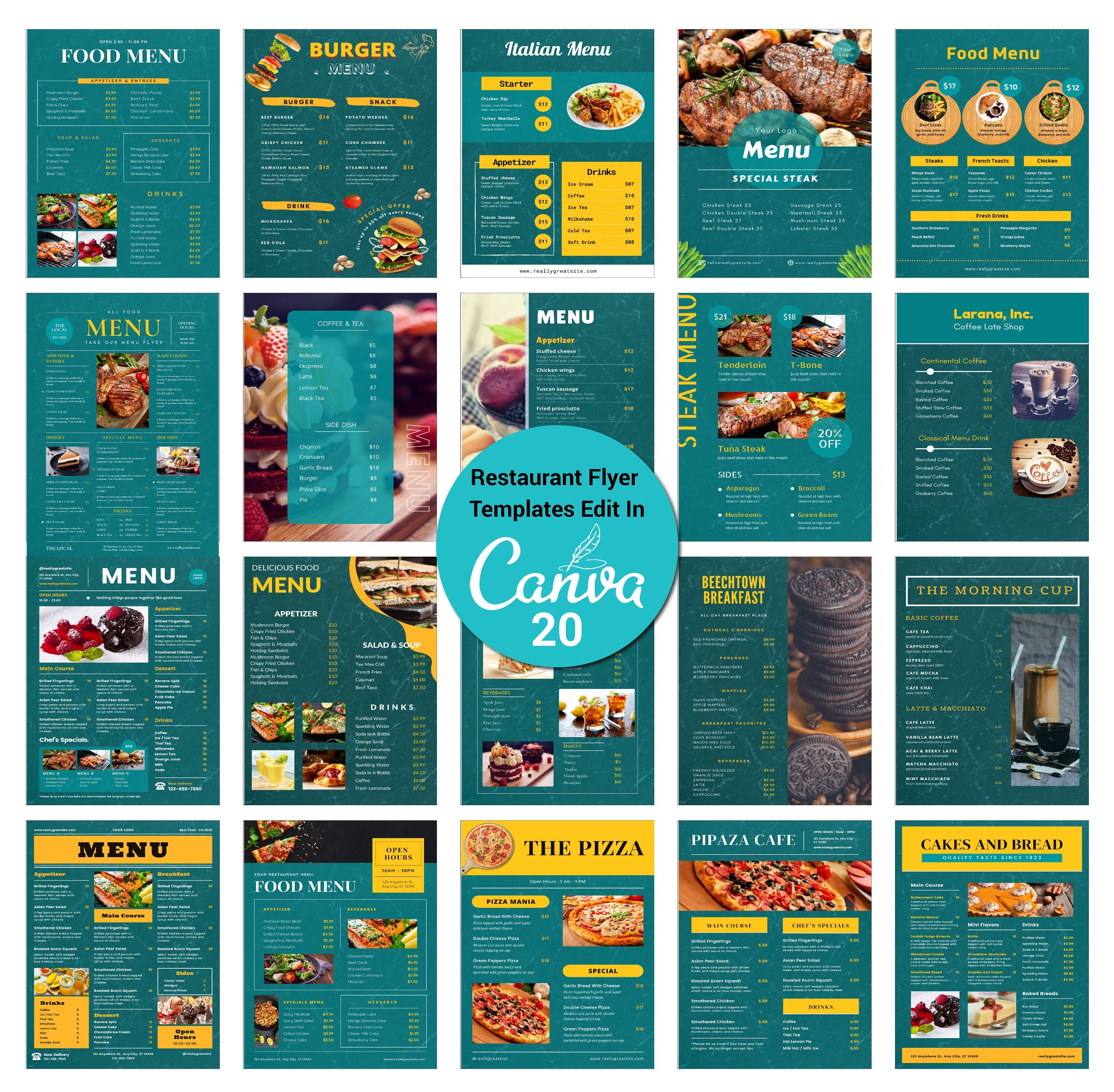 Restaurant Menu Print Template - Simple Food & Drink Menu Template ...