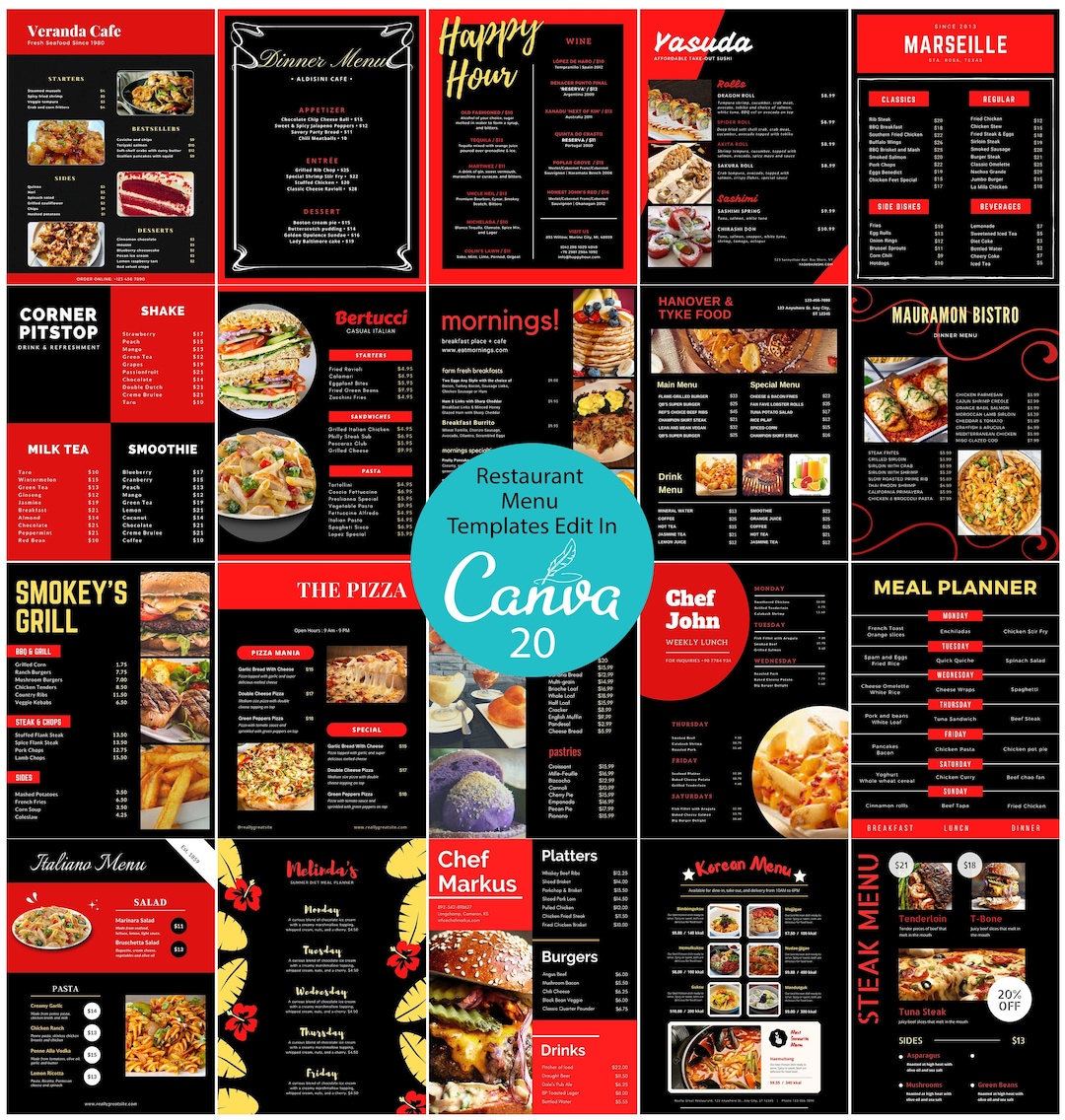 Food Menu Template,trendy Menu, Restaurant Food Menu, Canva Editable ...