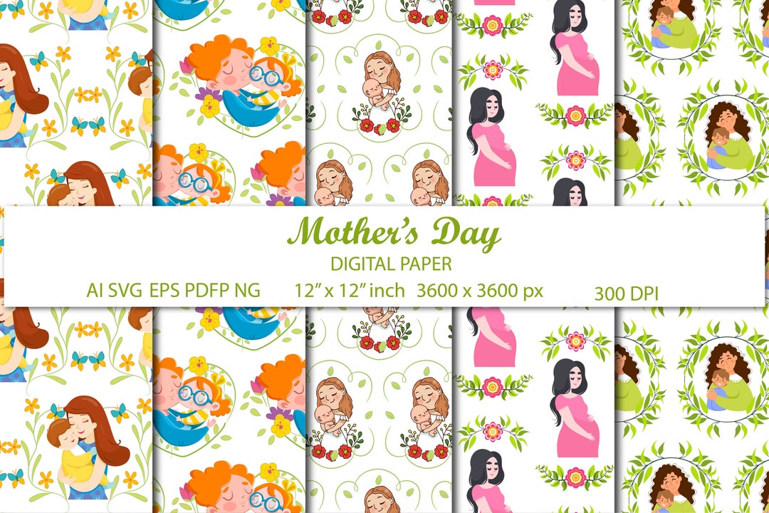 Printable Mothers Day Digital Paper ,mothers Day Png, Mothers Day Gift ...