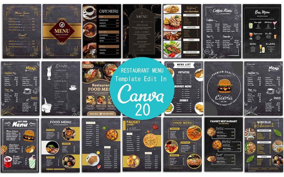 Food Editable Menu, Restaurant Menu Template,a4 Size Menu, Café Menu ...