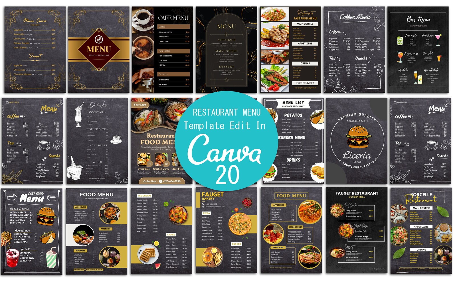 Food Editable Menu, Restaurant Menu Template,a4 Size Menu, Café Menu ...