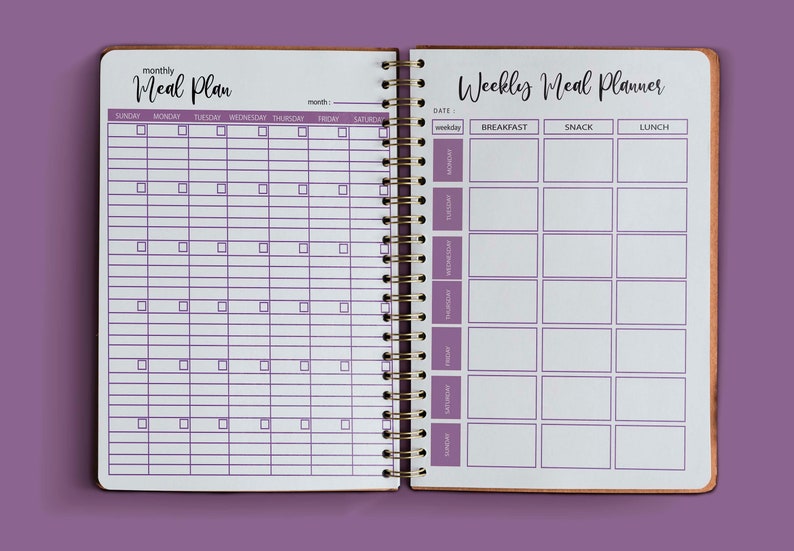 Meal Planner Editable Daily Food Journal Monthly Meal - Etsy