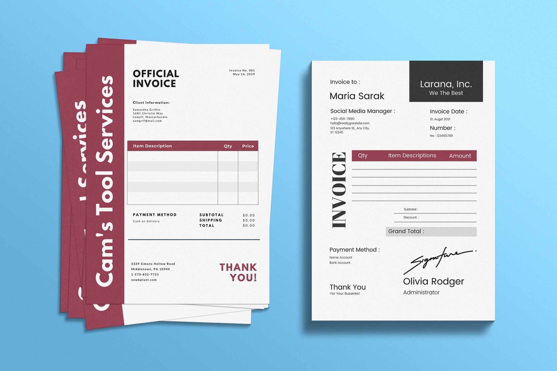 Modern Editable Invoice Billing Form Templatebusiness - Etsy