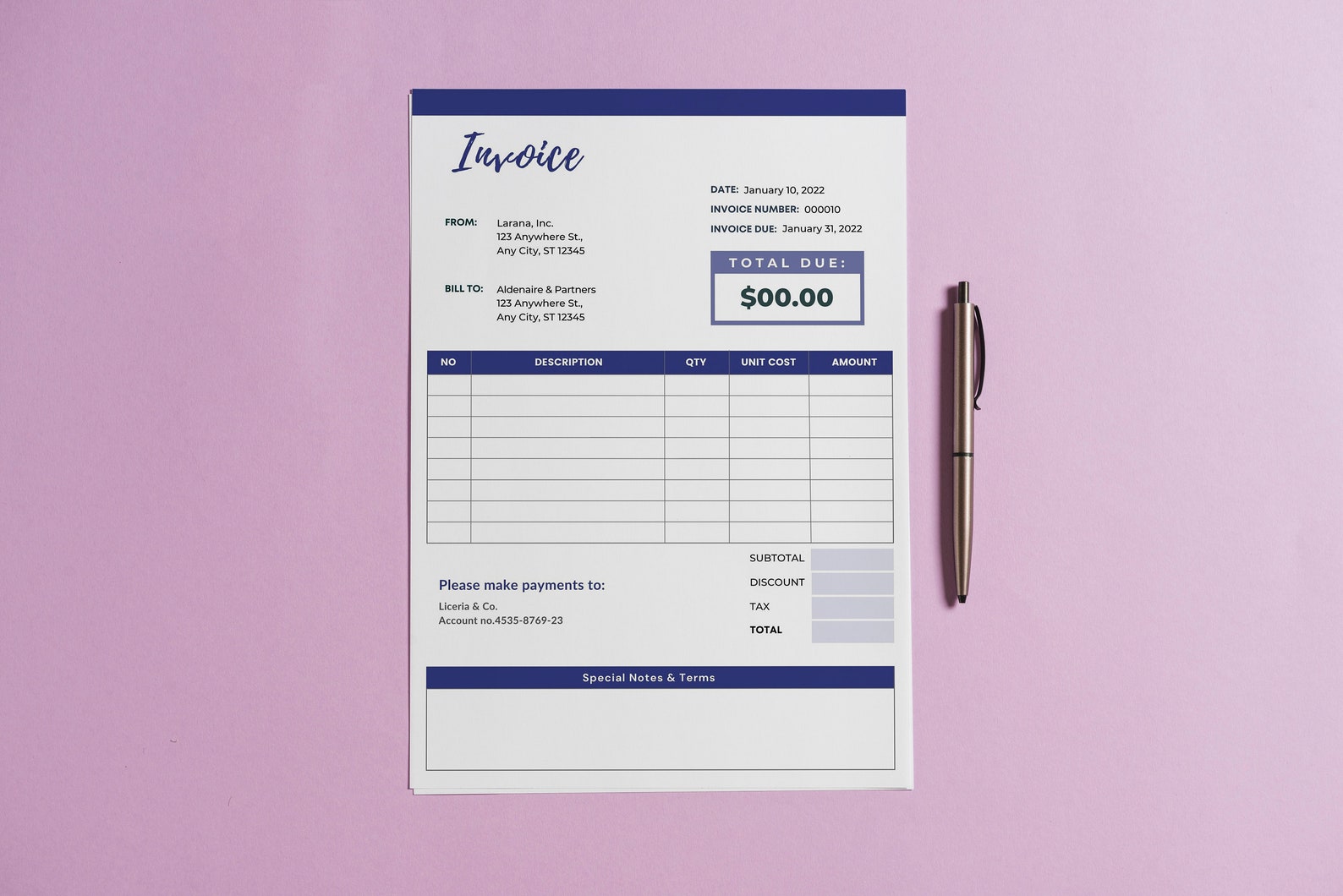Invoice Editable Template, Printable Order Form Invoice,small Business ...
