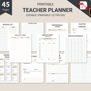 Printable Teacher Planner | Digital Planner Pages | Lesson Planner ...