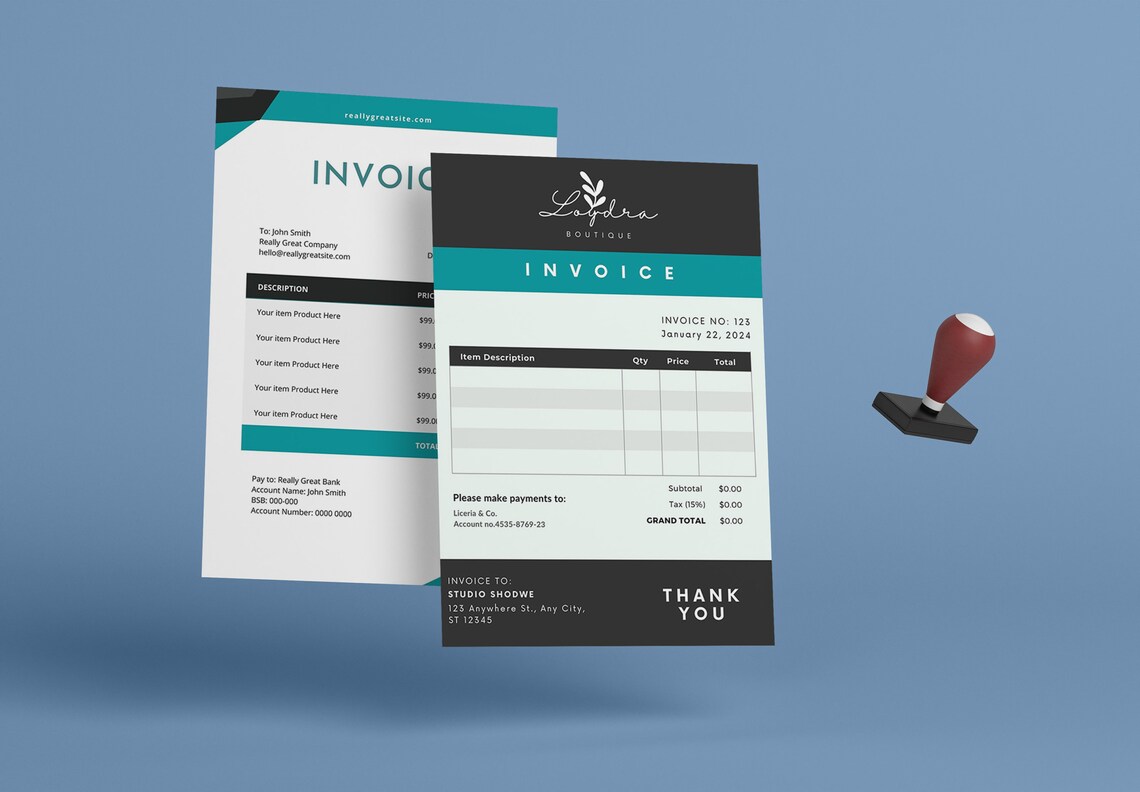 Editable Invoice Template Modern Invoice minimalist - Etsy