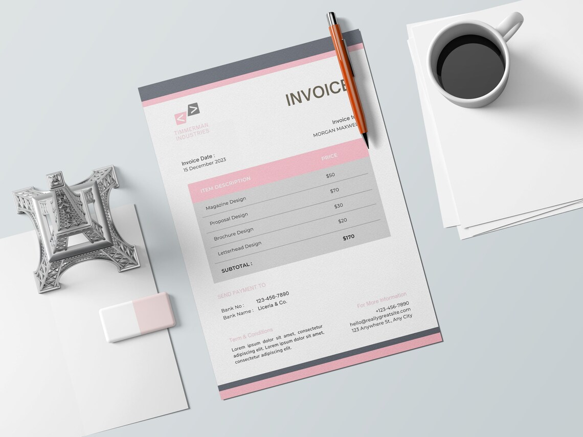 Invoiceinvoice Templateinvoice Printable Order Form - Etsy