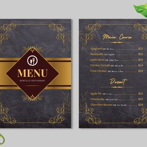 Food Editable Menu, Restaurant Menu Template,a4 Size Menu, Café Menu ...