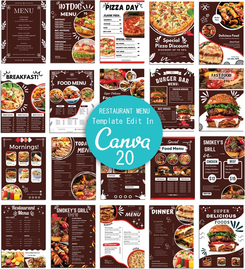 Editable Menu Template,cafe Menu,trendy Menu, Canva Editable Menu, Menu ...