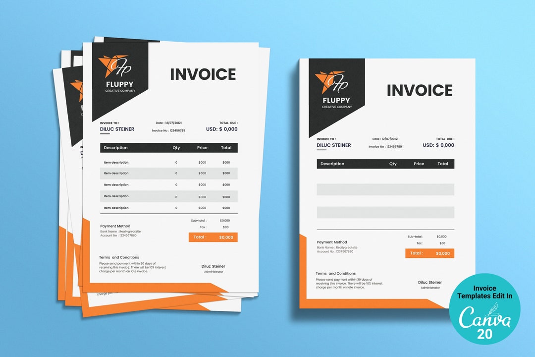 Custom Invoice Template, Order Form Invoice, Digital Invoice, Receipt ...