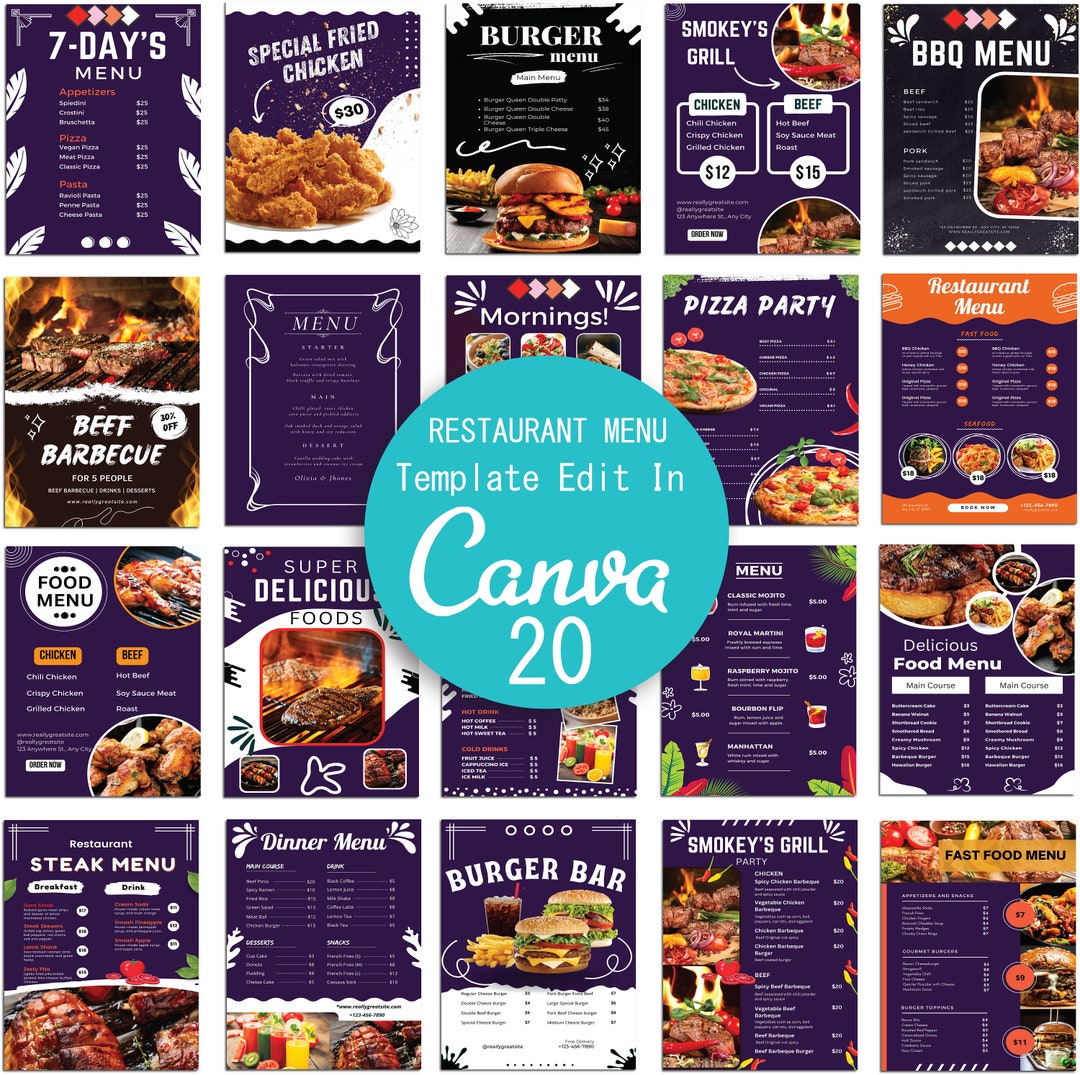 Canva Restaurant Food Menu Menu Template Restaurant - Etsy UK