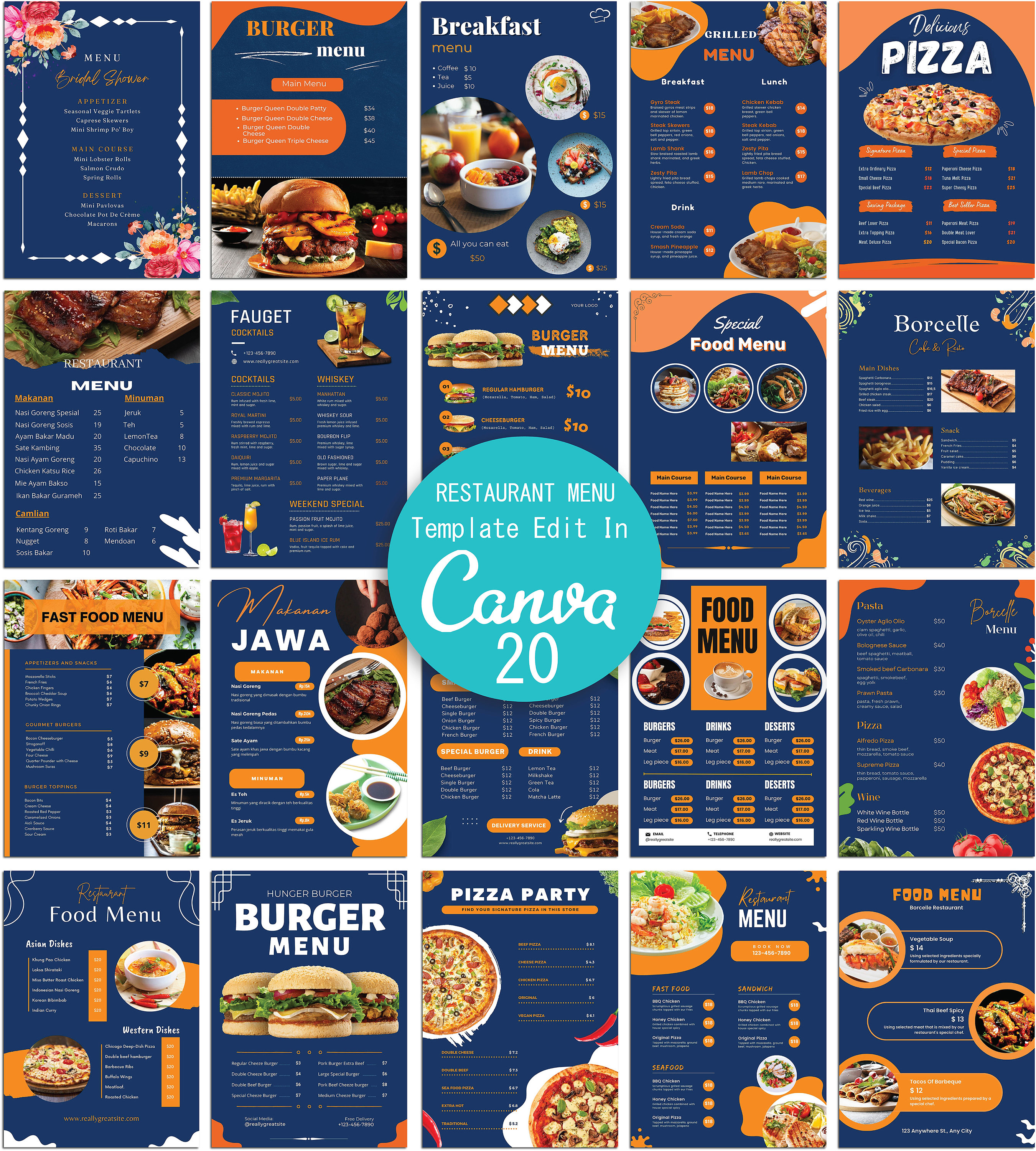 Canva Editable Restaurant Menu,menu Flyer Template, Menu Design, Food ...