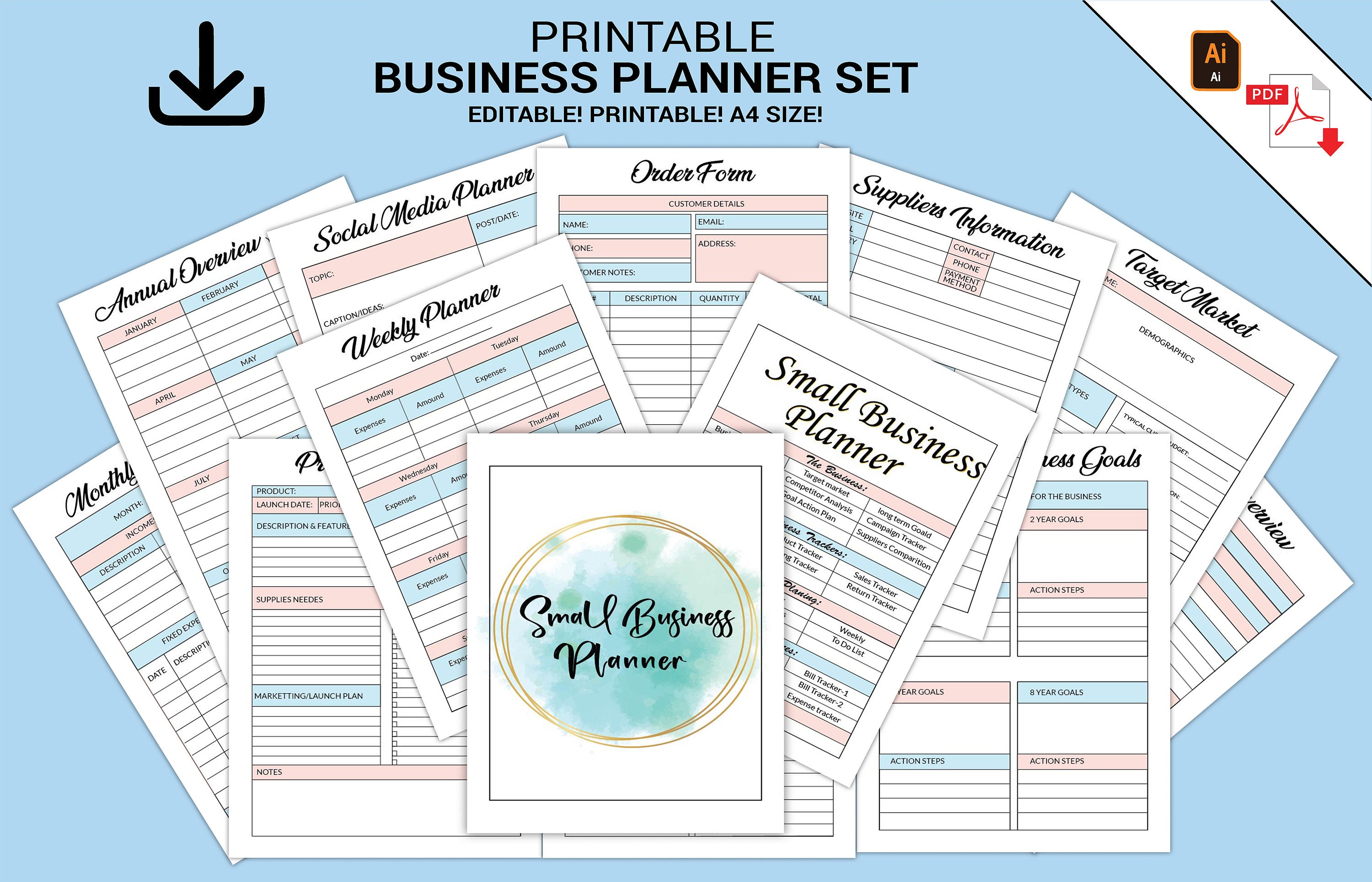 Business Planner Printable BUNDLE, Business Organizer, Small Business ...