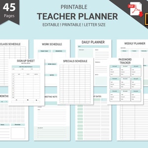 Editable Teacher Planner, Printable Teacher Planner,gifts for Teacher ...