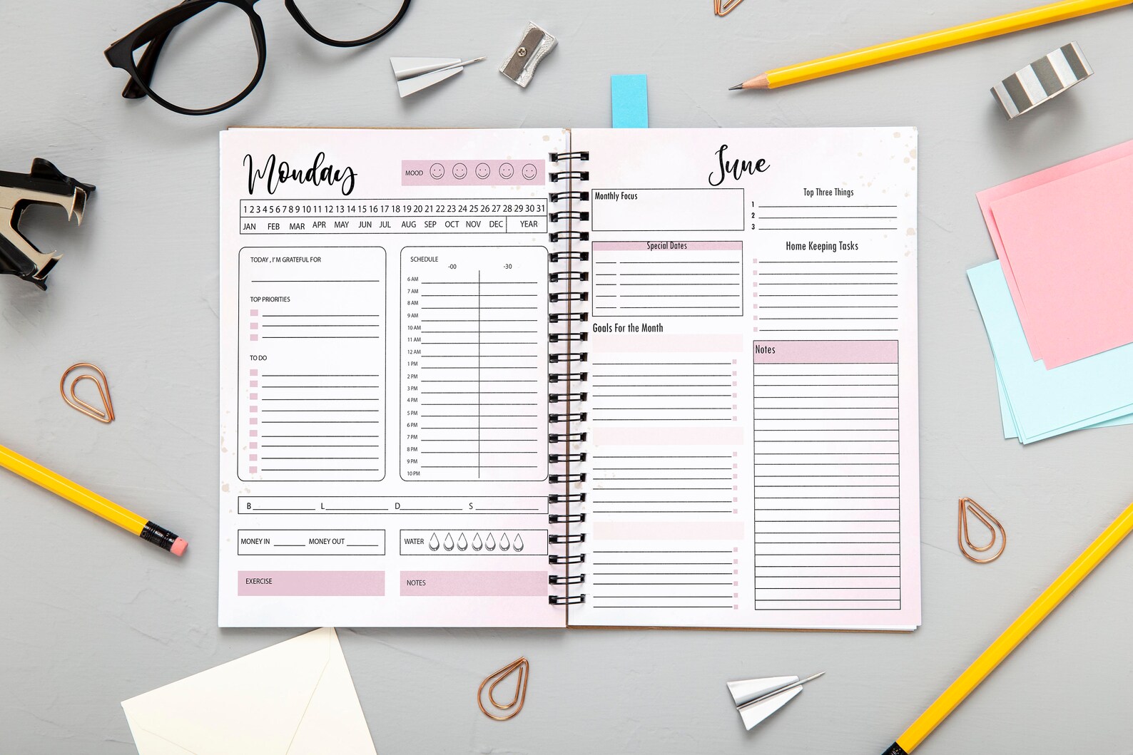 Daily Weekly Monthly Planner,printable Planner,monthly Overview ...