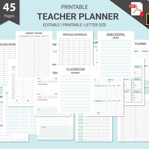 Editable Teacher Planner, Printable Teacher Planner,gifts for Teacher ...