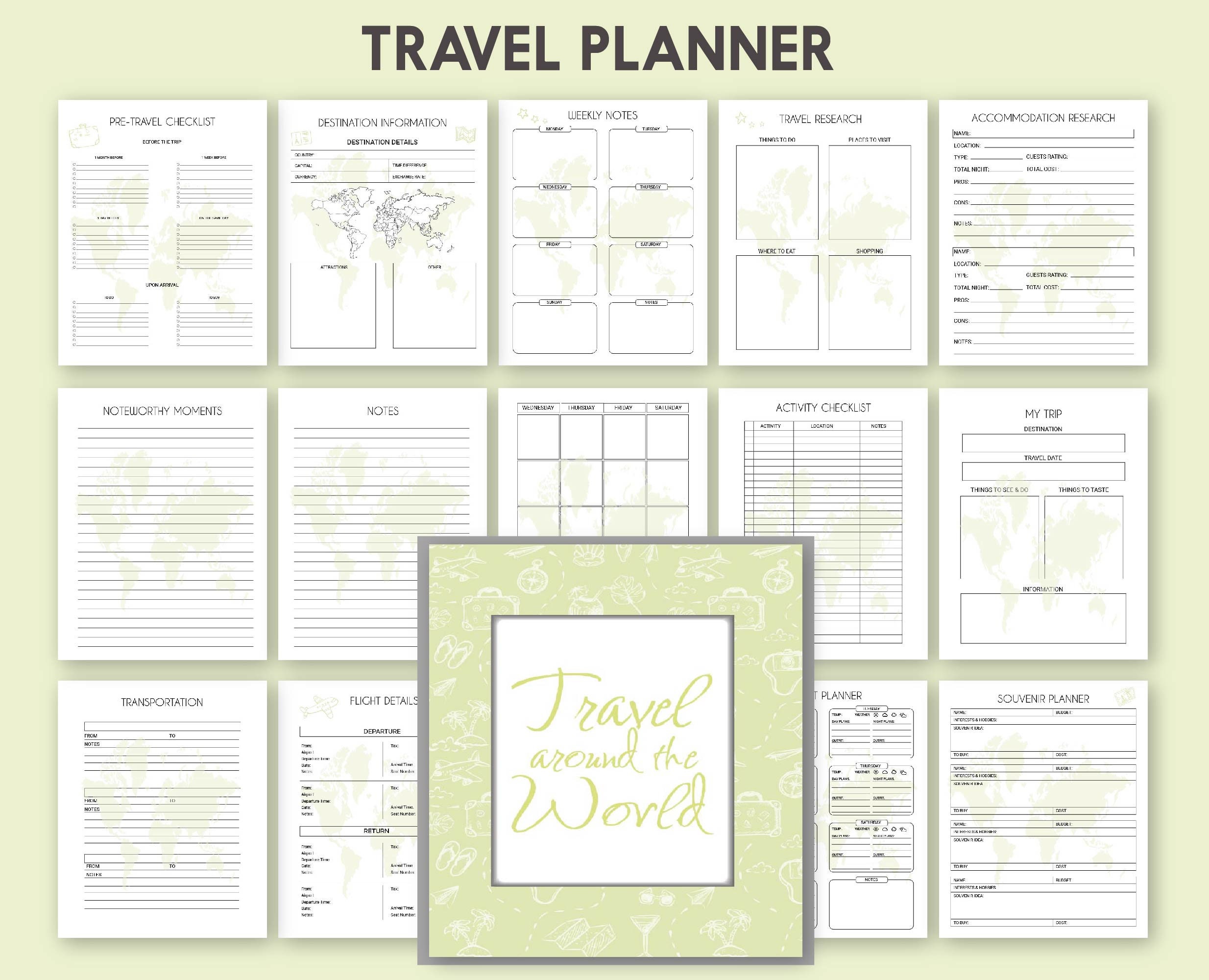 Travel Planner Printable |travel Diary |vacation Planner | Trip ...