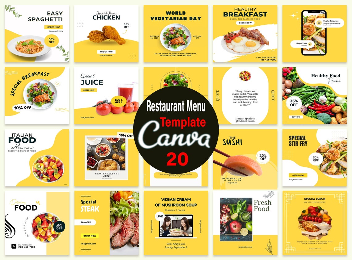 Restaurant Instagram Post Template Bundlefood Instagram Post | Etsy