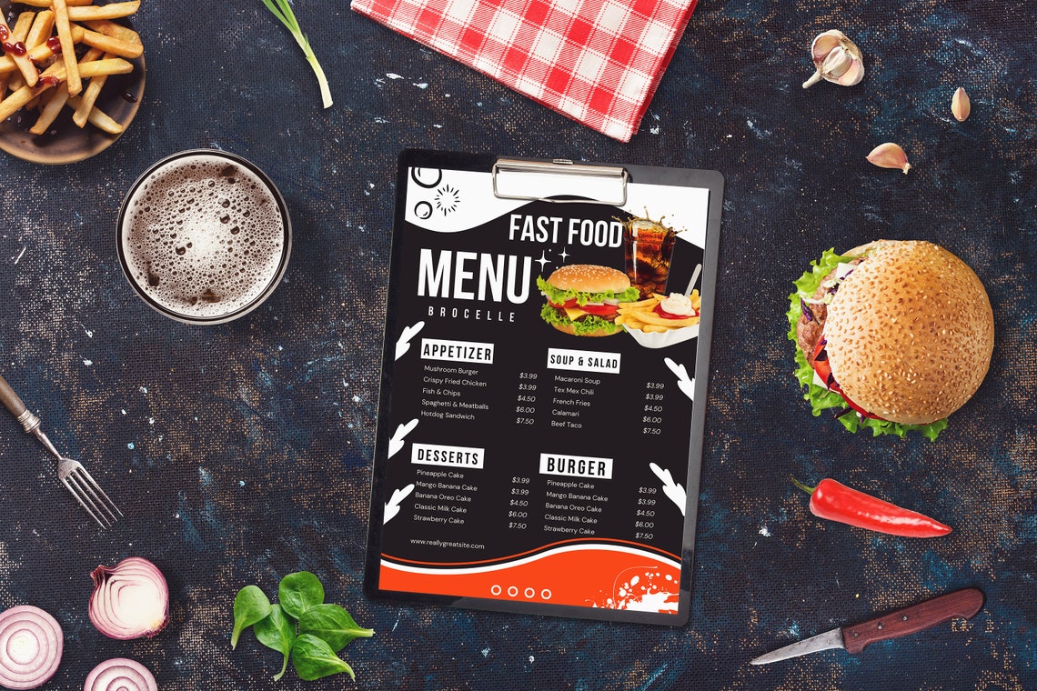 Canva Editable Menu, Digital Restaurant Menu Flyer Template,food Menu ...